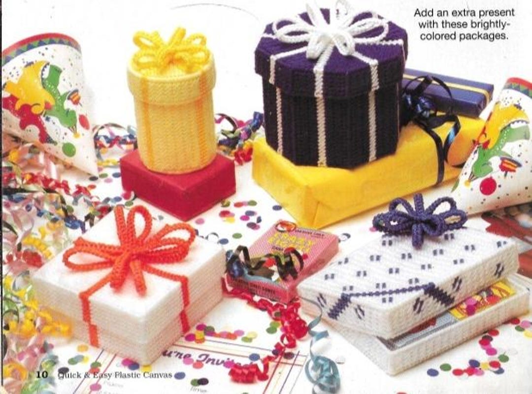 Four Gift Boxes Plastic Canvas Pattern PDF - Etsy