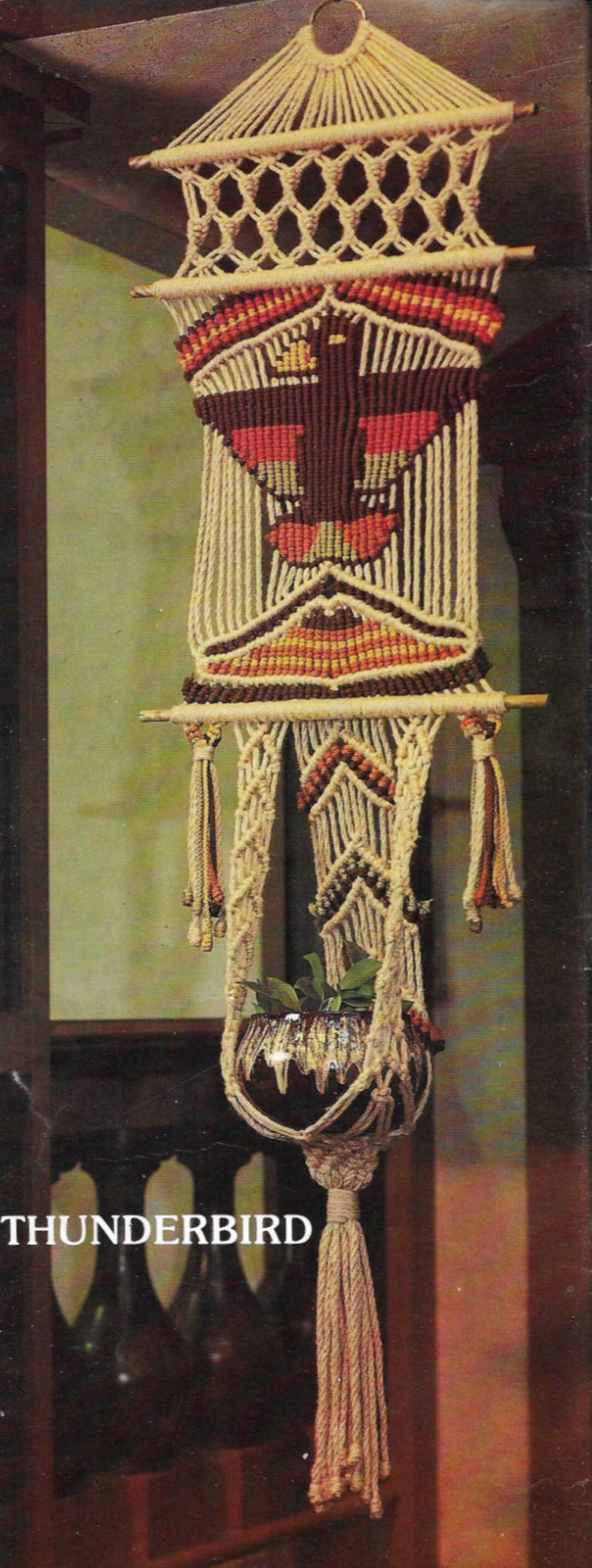 Thunderbird Wall Hanging Planter Vintage Macrame Pattern PDF - Etsy