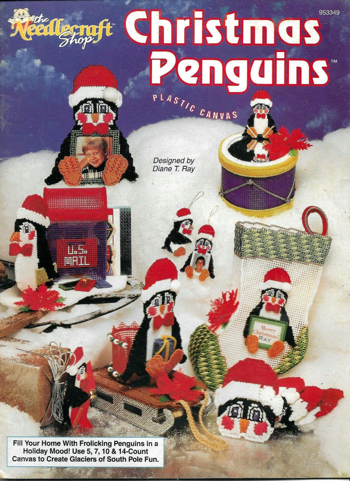 7 Christmas Penguins Plastic Canvas Pattern PDF, Personalized Stocking ...