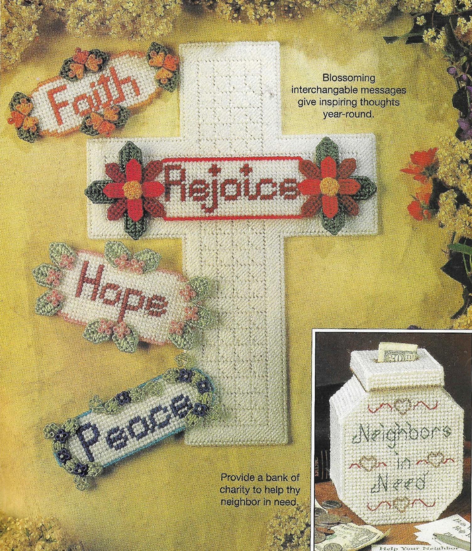Interchangeable Message Cross Wall Hanging, Bank, Plastic Canvas ...