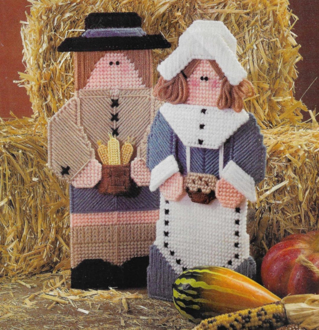 Thanksgiving Pilgrims Plastic Canvas Pattern PDF - Etsy