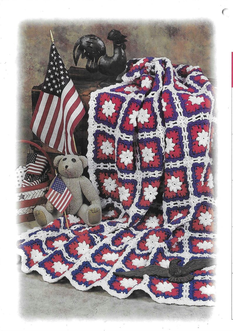 Vintage Crochet Patriotic Pinwheels Afghan Pattern PDF - Etsy
