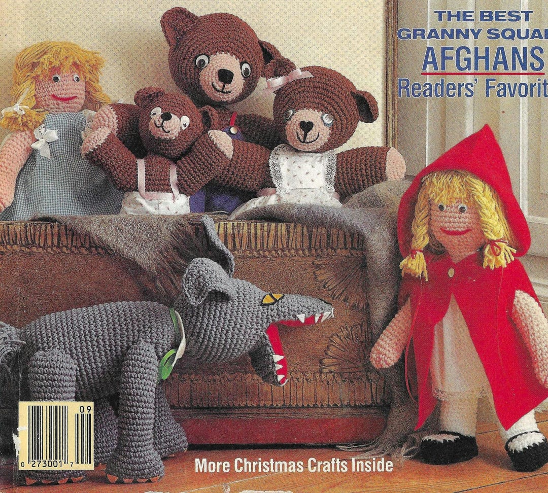 Three Bears, Goldilocks , Red Riding Hood, Wolf Vintage Crochet ...