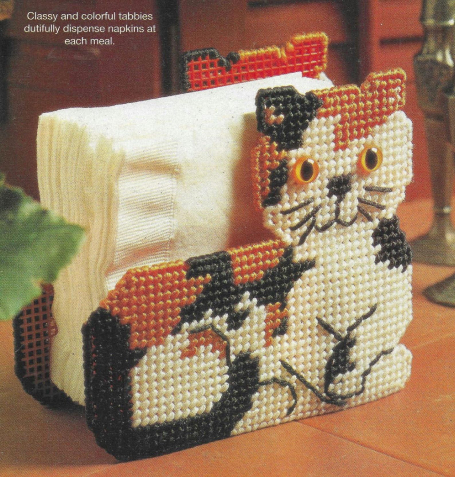 Calico Cat Napkin Holder Plastic Canvas Pattern PDF Tortoiseshell - Etsy