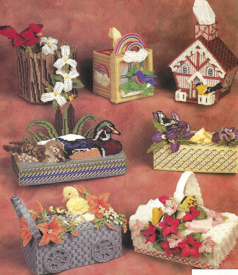 Seven Tissue Box Cover Plastic Canvas PDF, Cardinals, Butterflies ...