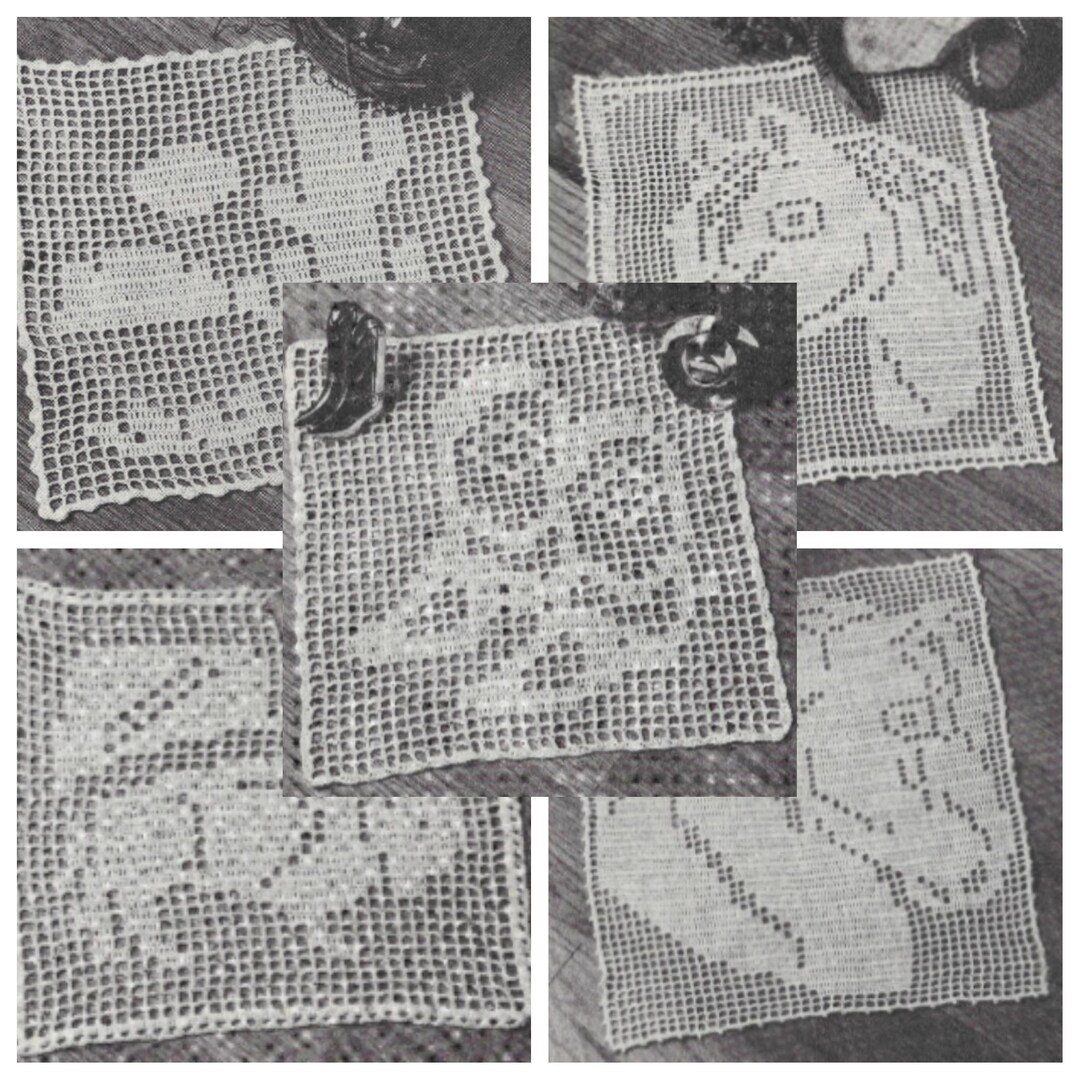 Five Vintage Crochet Western Filet Patterns PDF, Horses - Etsy