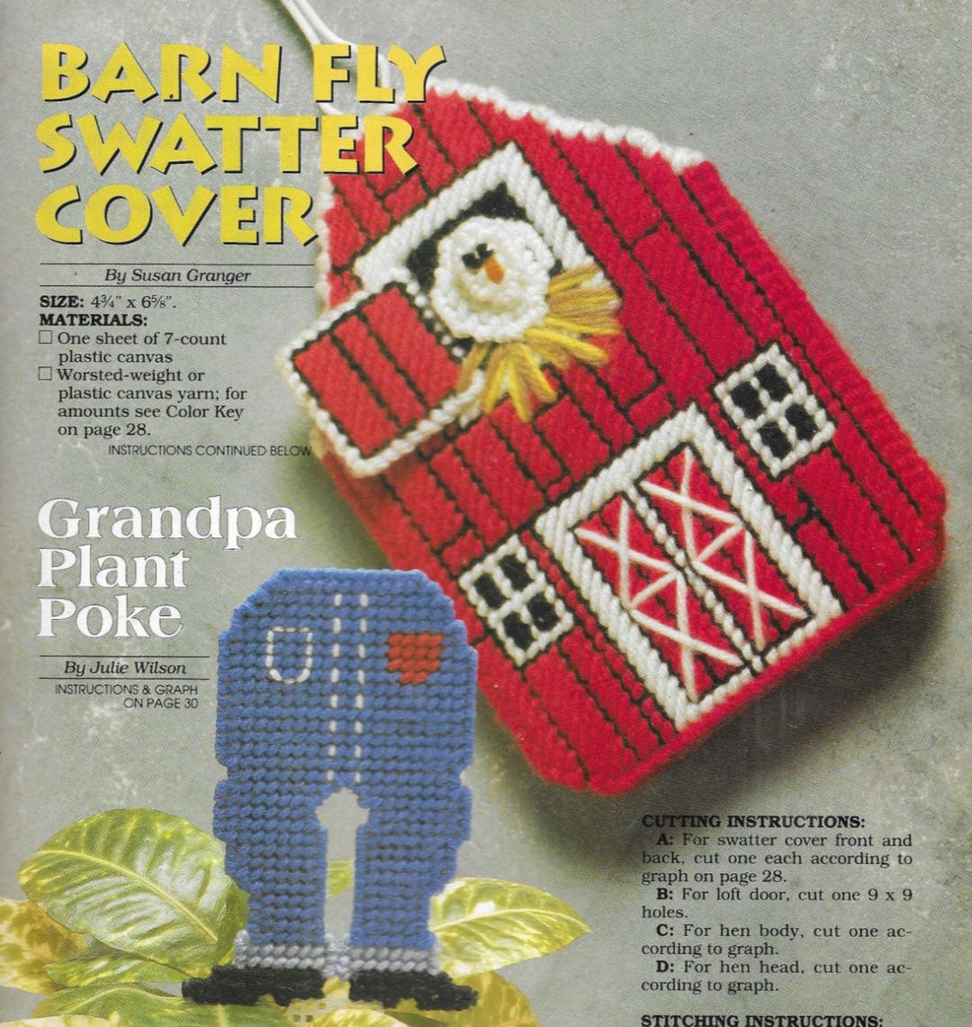 Barn Fly Swatter Cover and Plant Poke Plastic Canvas Pattern PDF - Etsy