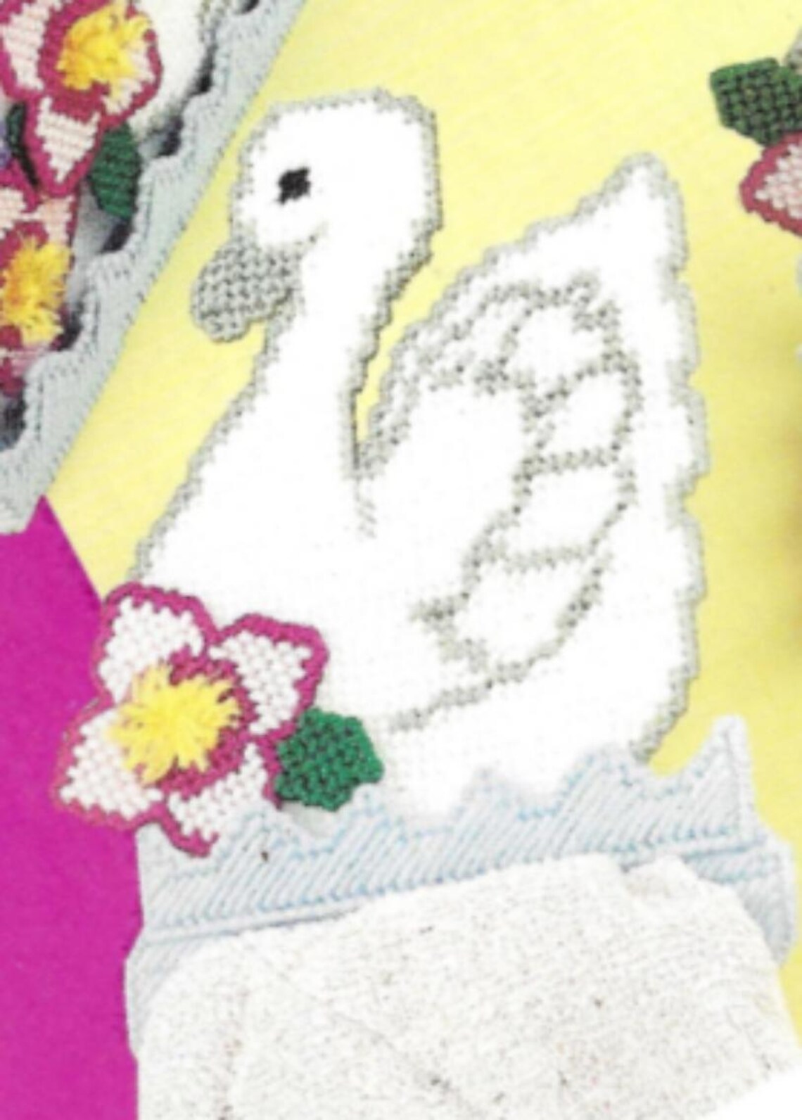 4 Piece Swan Bath Set Plastic Canvas Pattern, Towel Ring, Basket, Soap ...