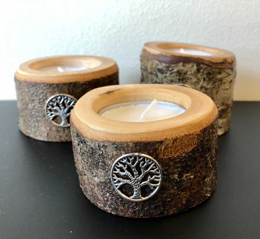 Pair of Dartmoor Wood Single Tealight Holder With Tree of Life - Etsy