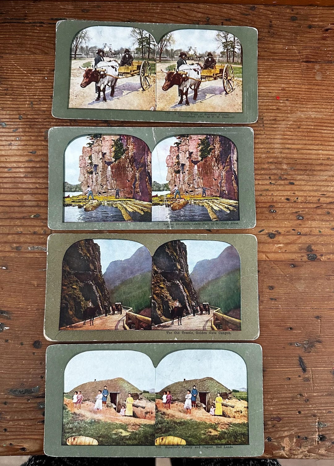 4 Stereopticon Cards Depicting Sites in Florida, California, Minnesota ...