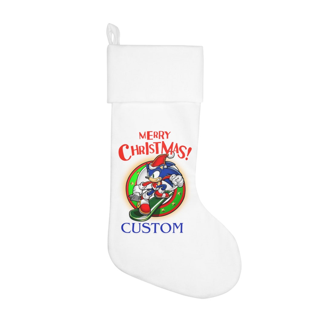 Personalized White Sonic Holiday Stocking, Christmas Stock, Character ...