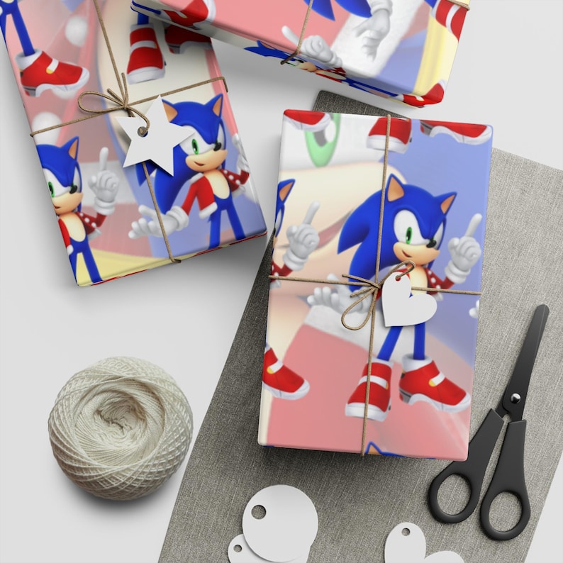 Sonic Wrapping Paper Sheets, Festive Sonic Christmas Gift Wrap, Holiday ...