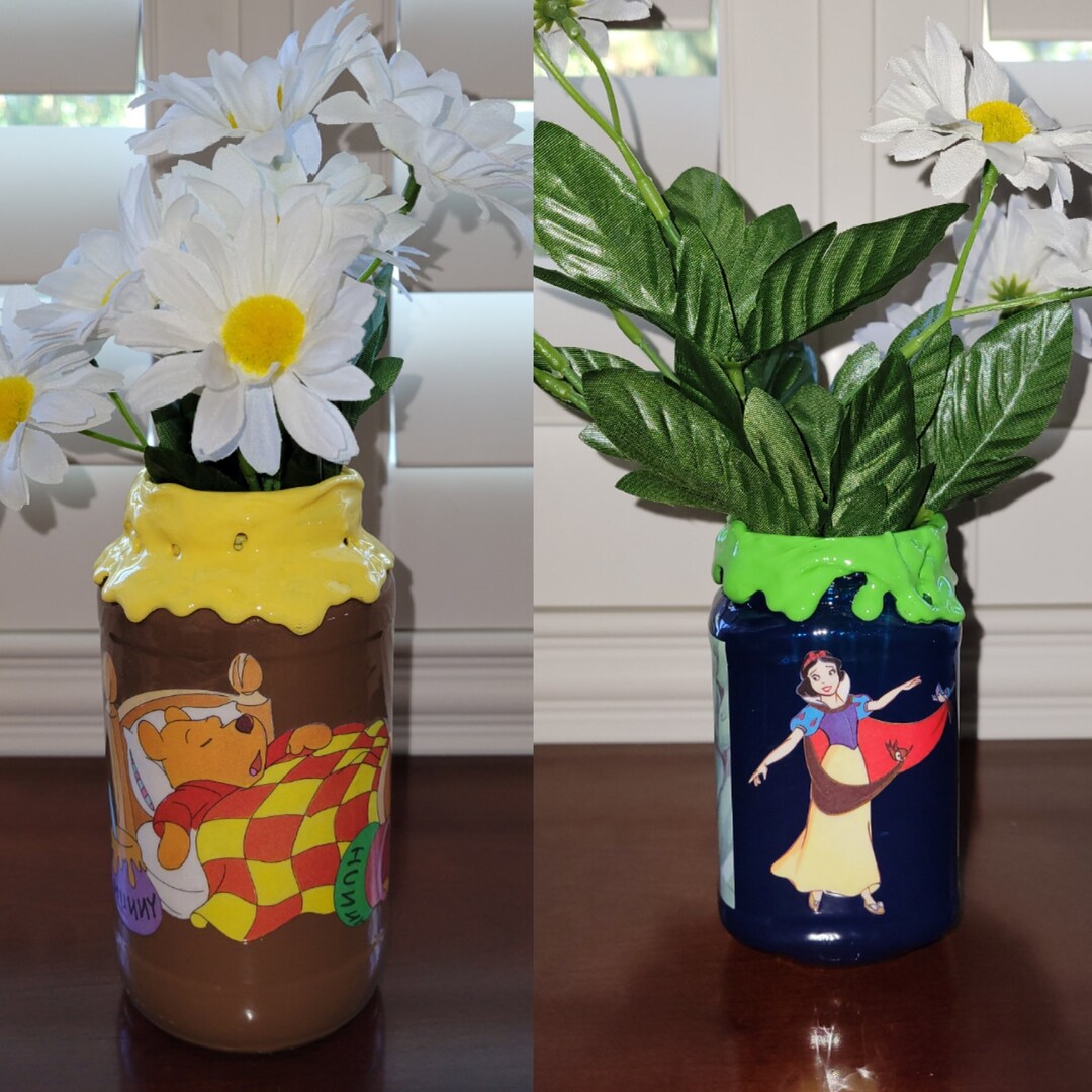 VASES Comic Book/movie Decorated and Painted Glass Bottles and Jars ...