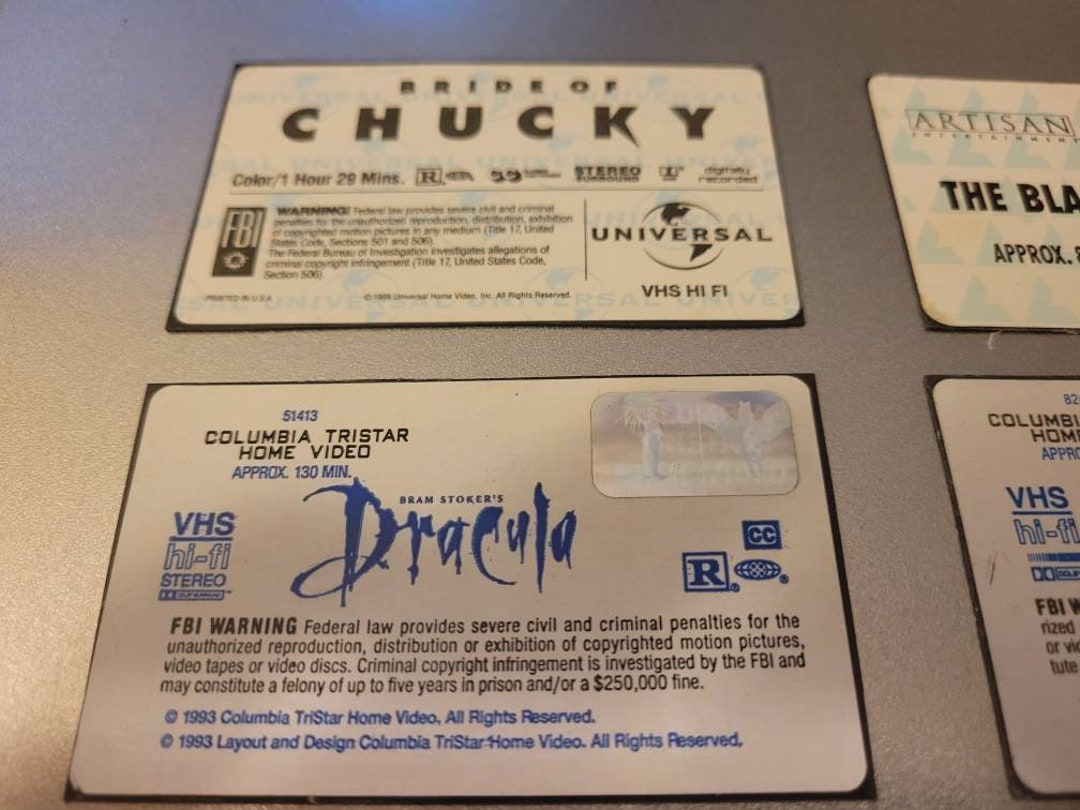 7 Original Horror VHS Label Magnets Set Peeled Carefully From the VHS ...