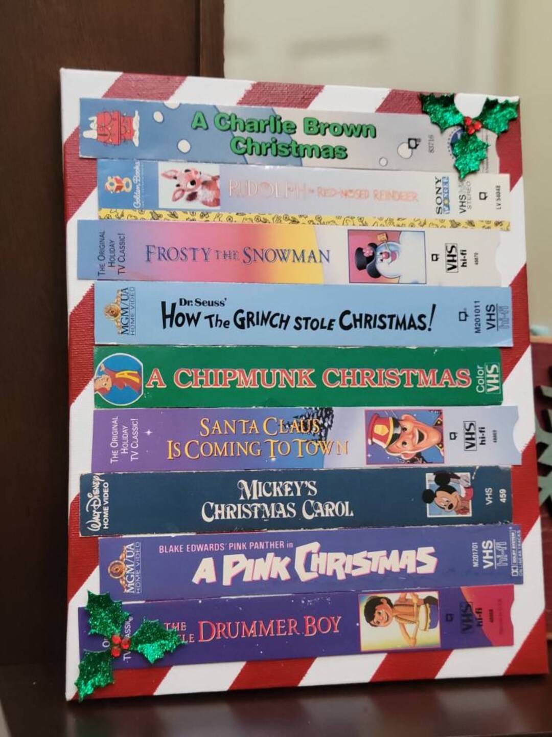 Original Xmas VHS Spine Stack 8x10 Canvas Wall Art Original Spines Tv ...