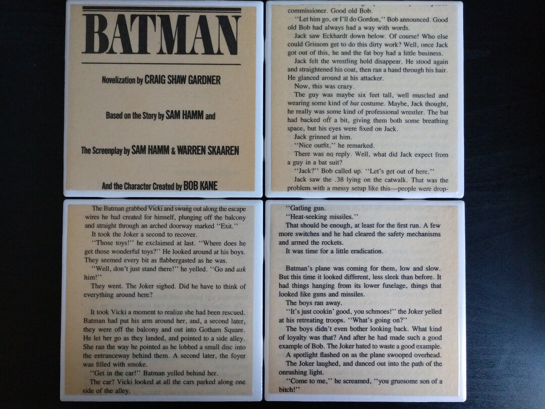 Batman 1989 Novelization Book Coasters! All Made Using Original 1989 ...