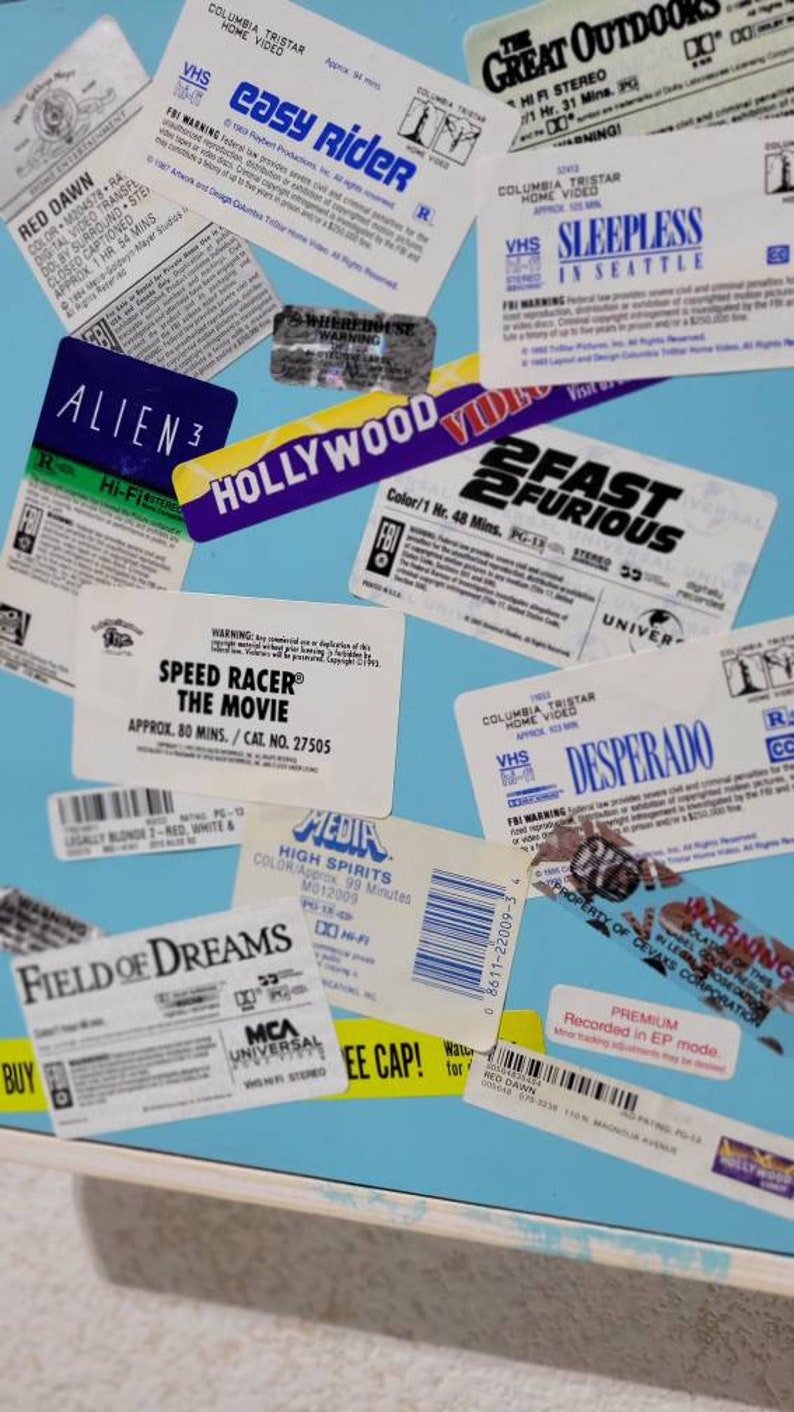 VHS Sticker Wall Art Original VHS Labels 80's/90's - Etsy