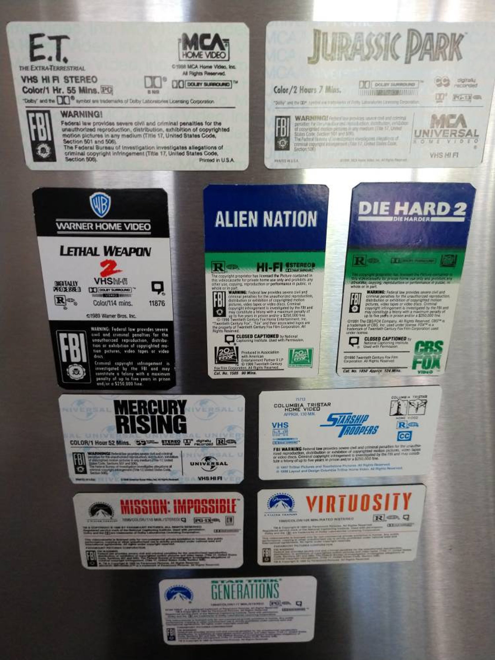 10 VHS Movie Label Magnets made from the Original VHS | Etsy