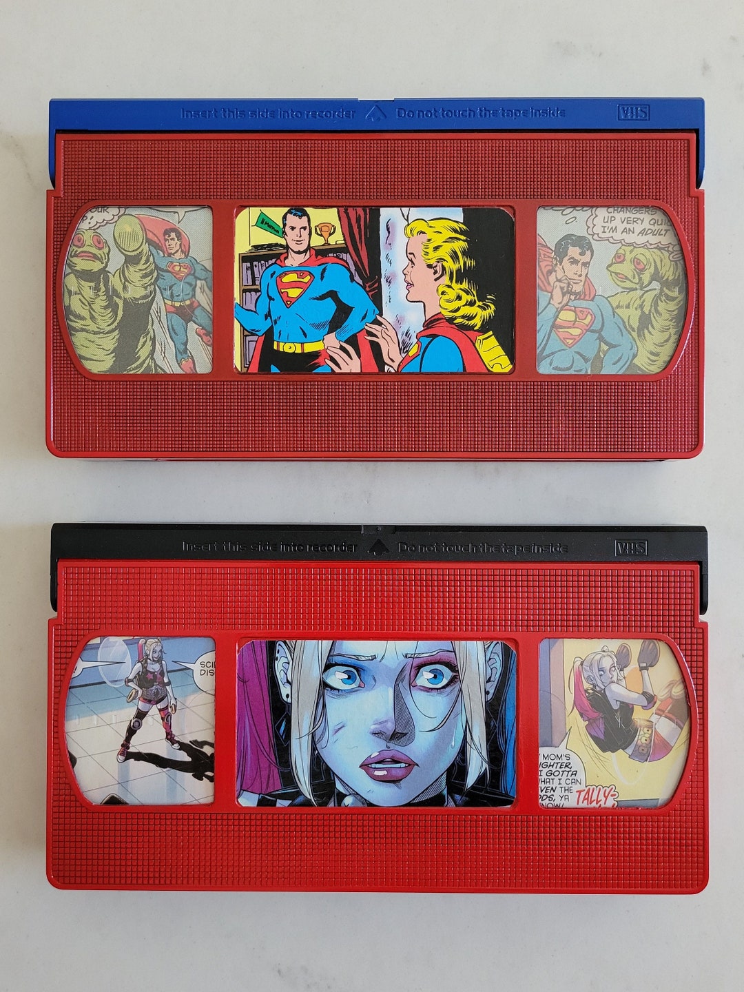 WALL DECOR Comic Book VHS Upcycled Superman, Harley Quinn Comic Books ...