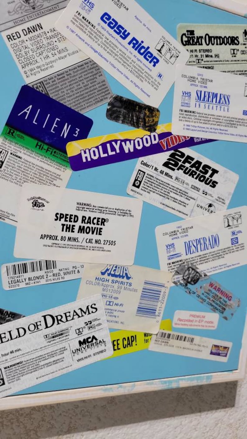 VHS Sticker Wall Art Original VHS Labels 80's/90's - Etsy
