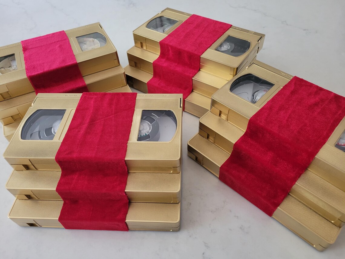 Red Carpet* VHS Gold Painted VHS Tape Stacks - Oscars Party Decorations ...