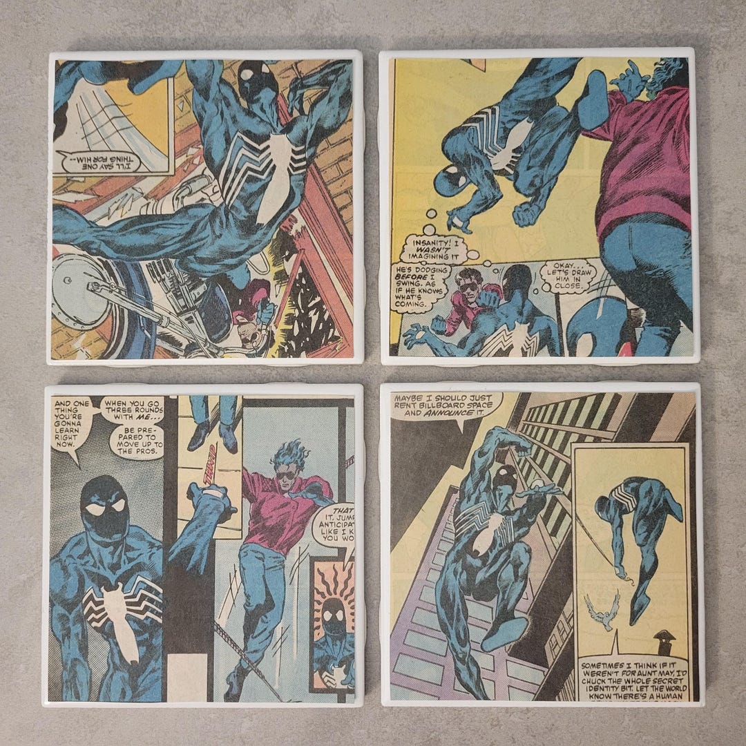 COASTERS - VENOM 80s Comic Book Tile Coasters Cut From Comic Book Pages ...