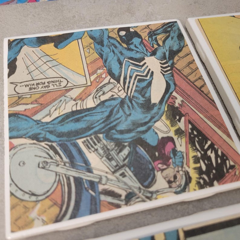 COASTERS - VENOM 80s Comic Book Tile Coasters Cut From Comic Book Pages ...