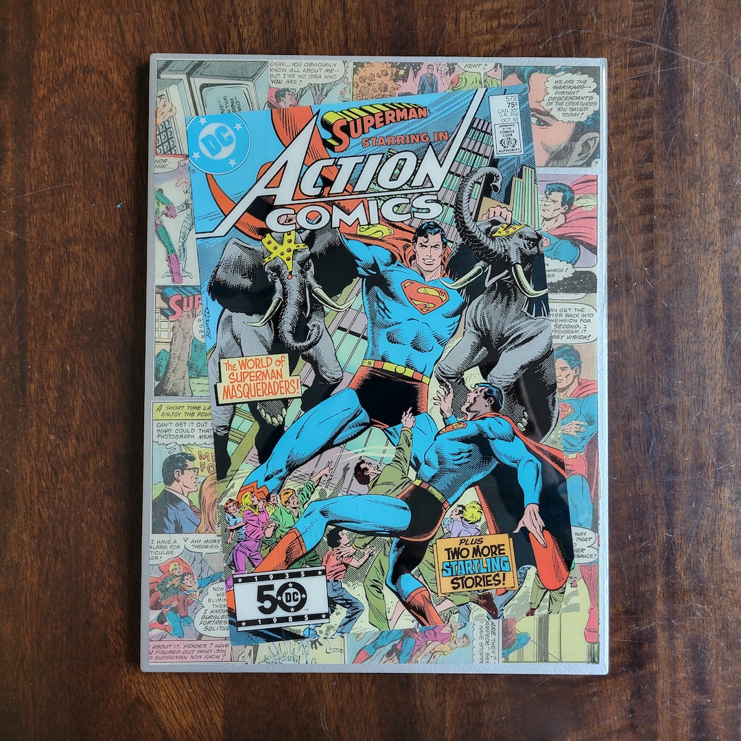 TRAY Upcycled Comic Book Cover HEAVY Tile Tray Superhero Themed Ceramic ...