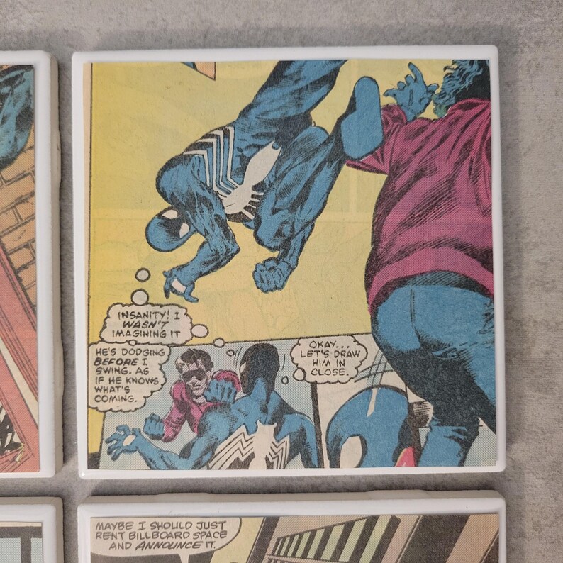 COASTERS - VENOM 80s Comic Book Tile Coasters Cut From Comic Book Pages ...
