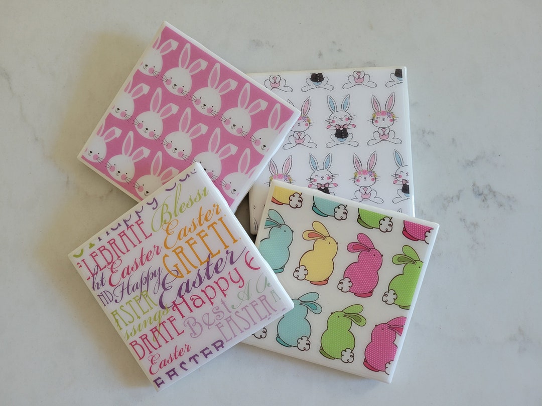 Easter Tile Coasters Set-spring Decor-church Gift-easter Dinner - Etsy