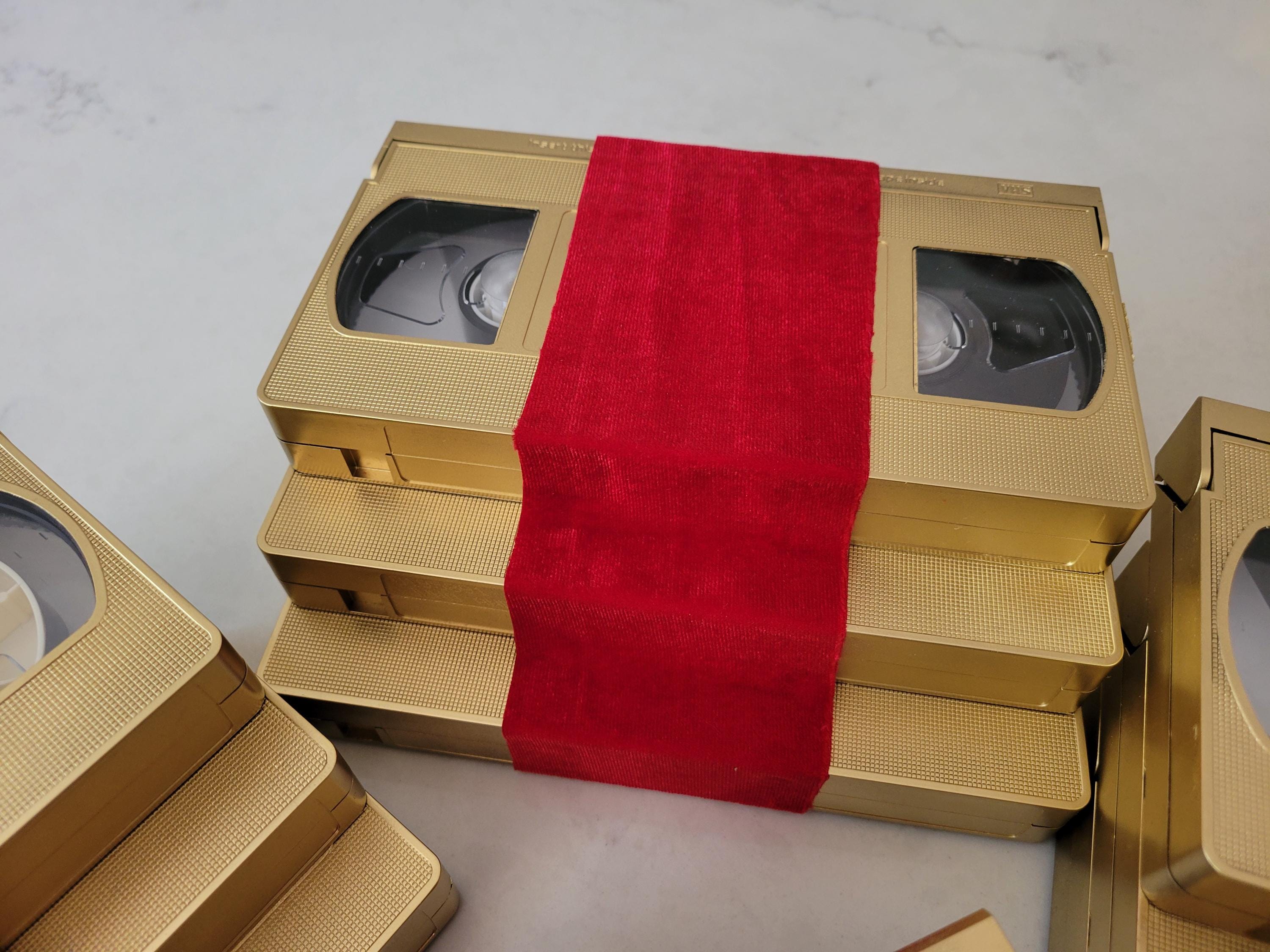 Red Carpet* VHS Gold Painted VHS Tape Stacks - Oscars Party Decorations ...