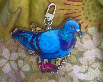 Switchblade Pigeon Keychain / Acrylic Charm, Knife, Bird, Funny - Etsy