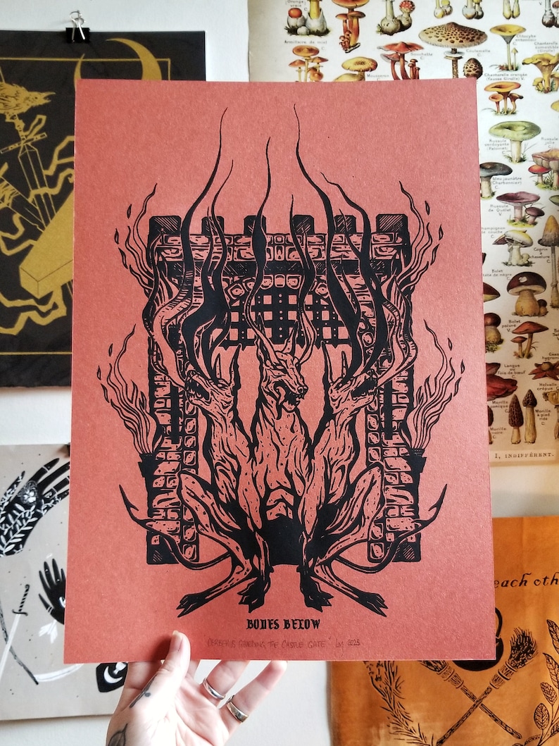 Cerberus Guarding Castle Gate Screen Print - Etsy Australia