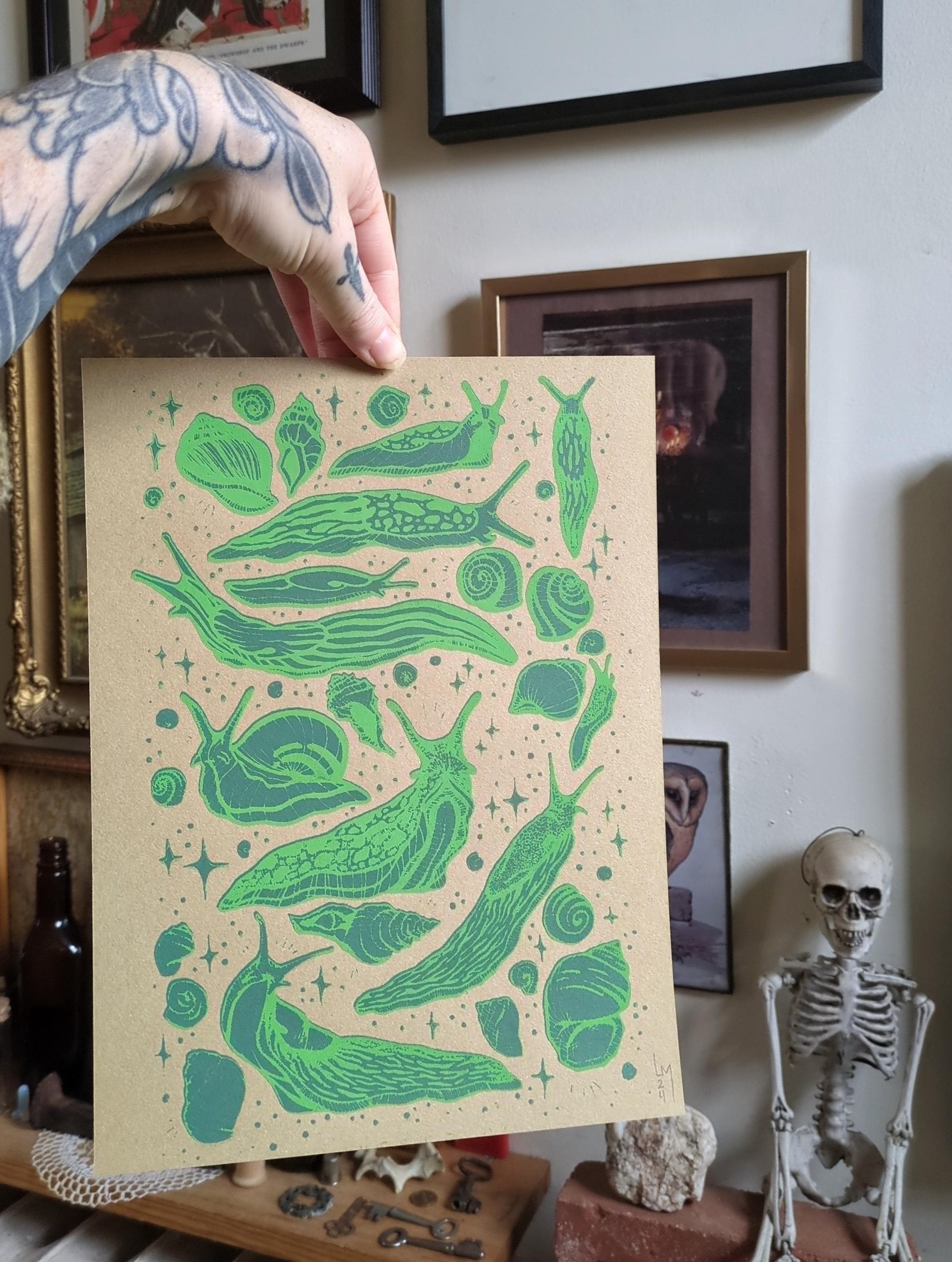 Slugs and Snails - Screen Print - Etsy
