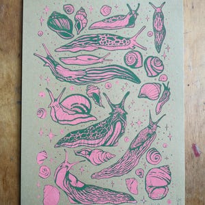 Slugs and Snails - Screen Print - Etsy