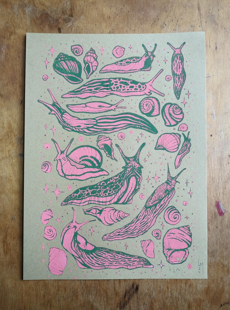 Slugs and Snails - Screen Print - Etsy