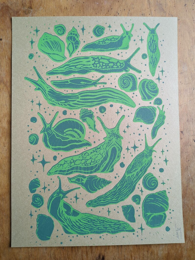 Slugs and Snails - Screen Print - Etsy