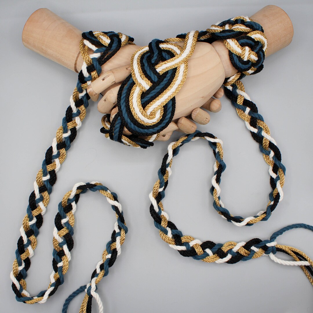 Handfasting Cord - Celtic 'nine Knots' Design - Teal + Gold + Black ...