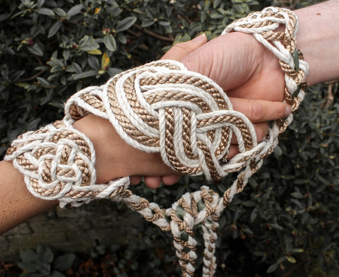 Handfasting Cord - Celtic 'nine Knots' Design - Ivory + Taupe / Bronze ...