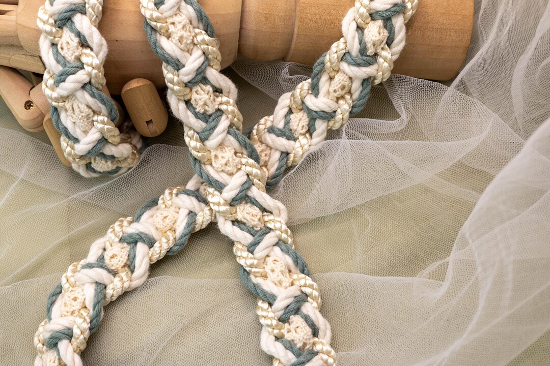 Handfasting Cord Braid - Ivory + White + Laurel With Lace - Bespoke ...
