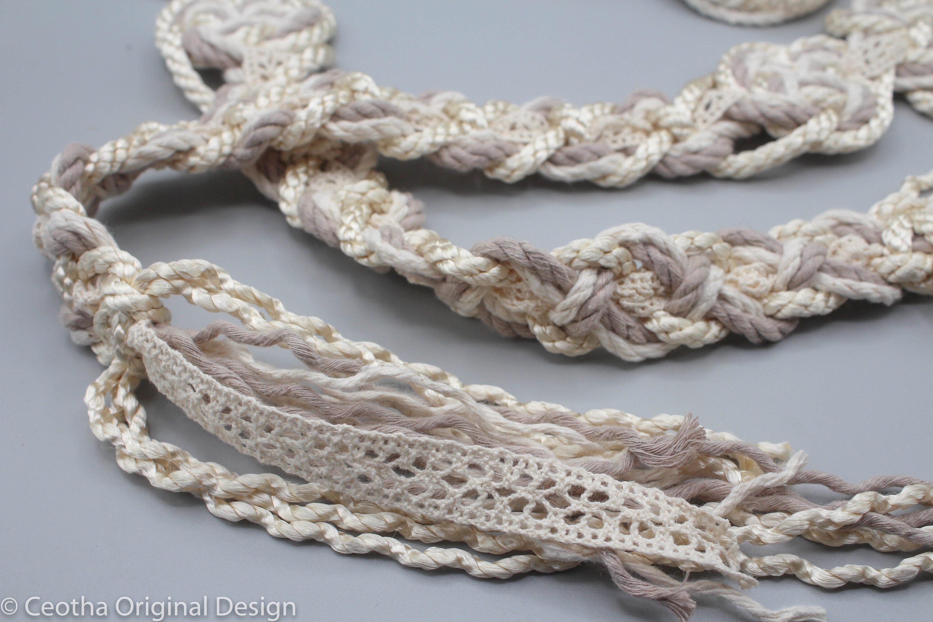 Handfasting Cord Infinity Treasure Knot with Cotton and Lace | Etsy