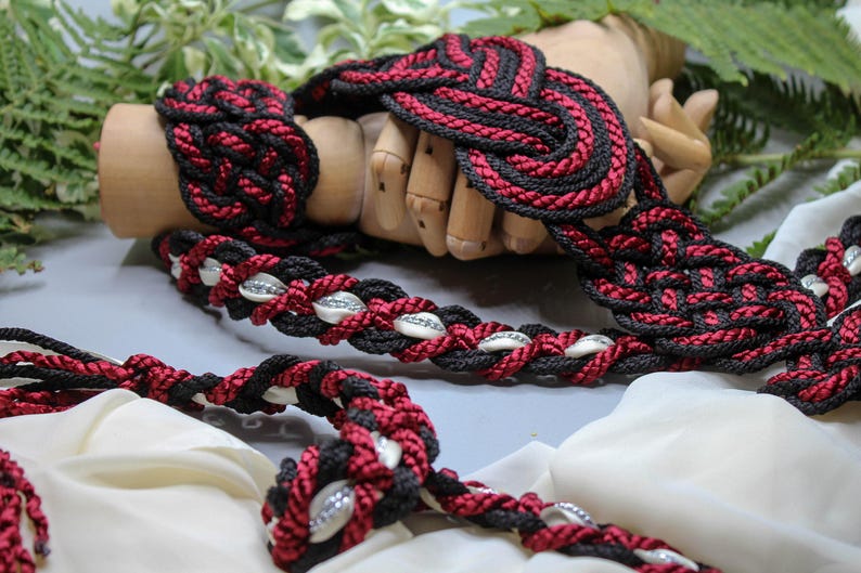 Handfasting Cord - Celtic 'nine Knots' Design - Red + Black - Custom ...