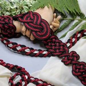 Handfasting Cord - Celtic 'nine Knots' Design - Red + Black - Custom ...