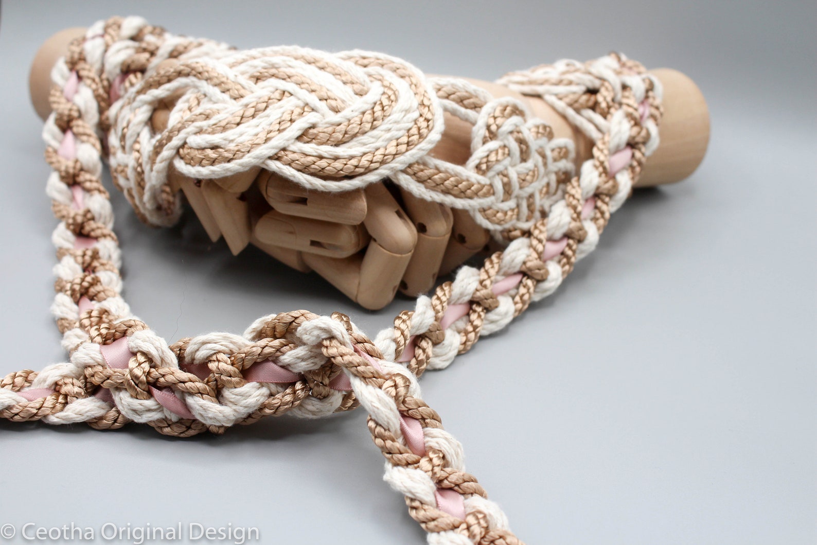 Handfasting Cord - Celtic 'nine Knots' Design - Ivory + Taupe / Bronze ...