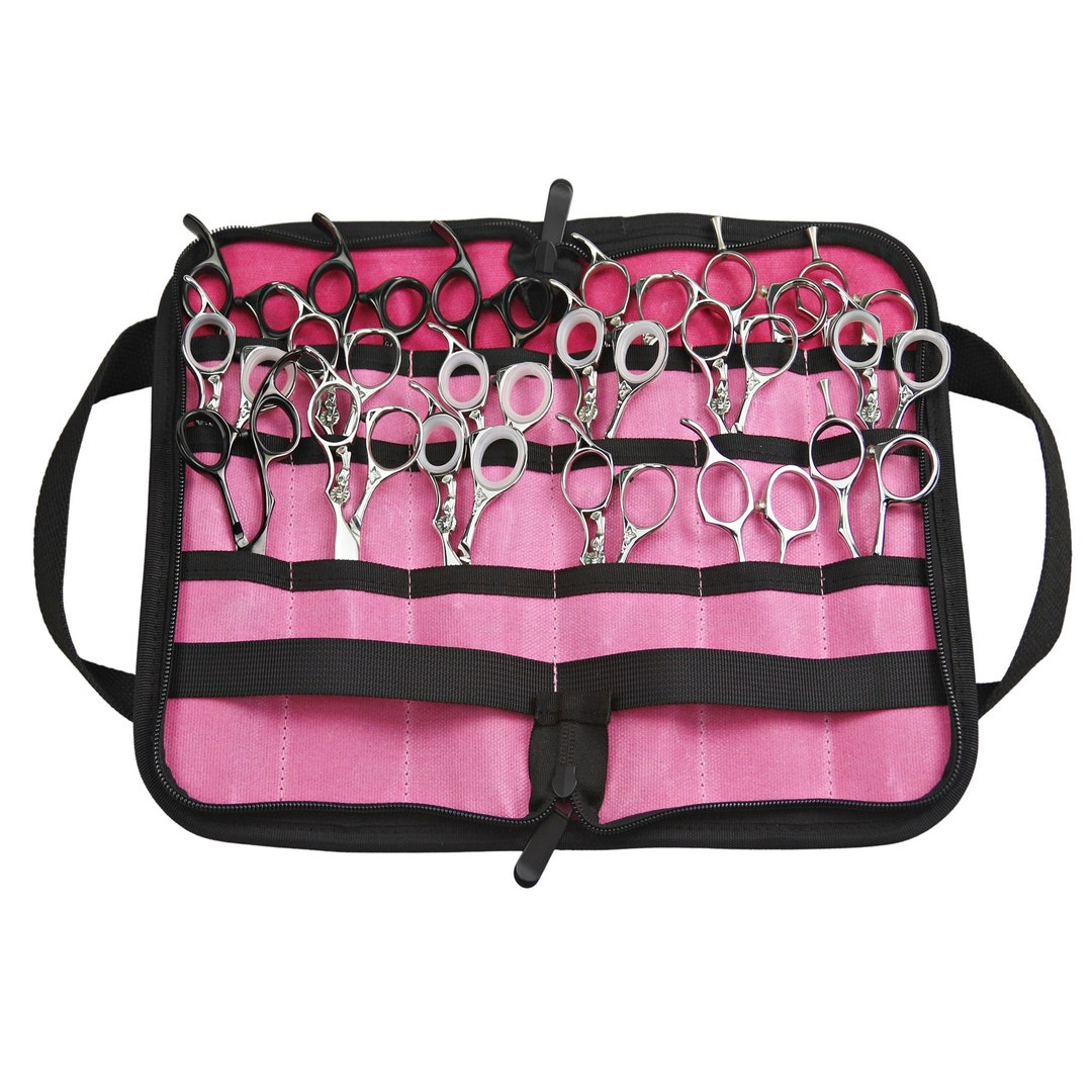 Waxed Canvas Hair Scissors Case 18 Slots Hairstylists Gift Salon Barber ...