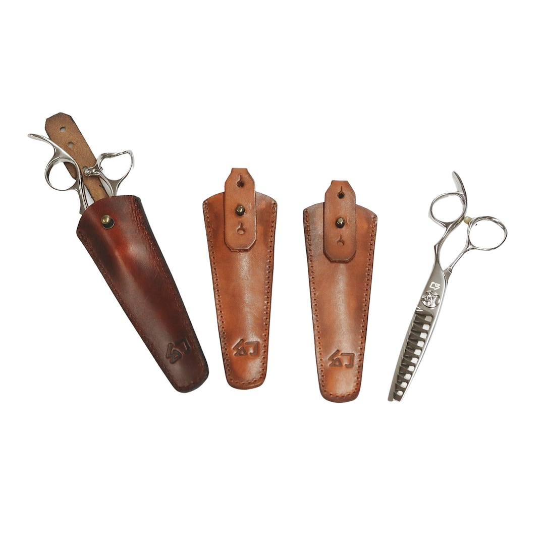 Genuine Leather Brown Hair Scissors Case With Adjustable Strap ...
