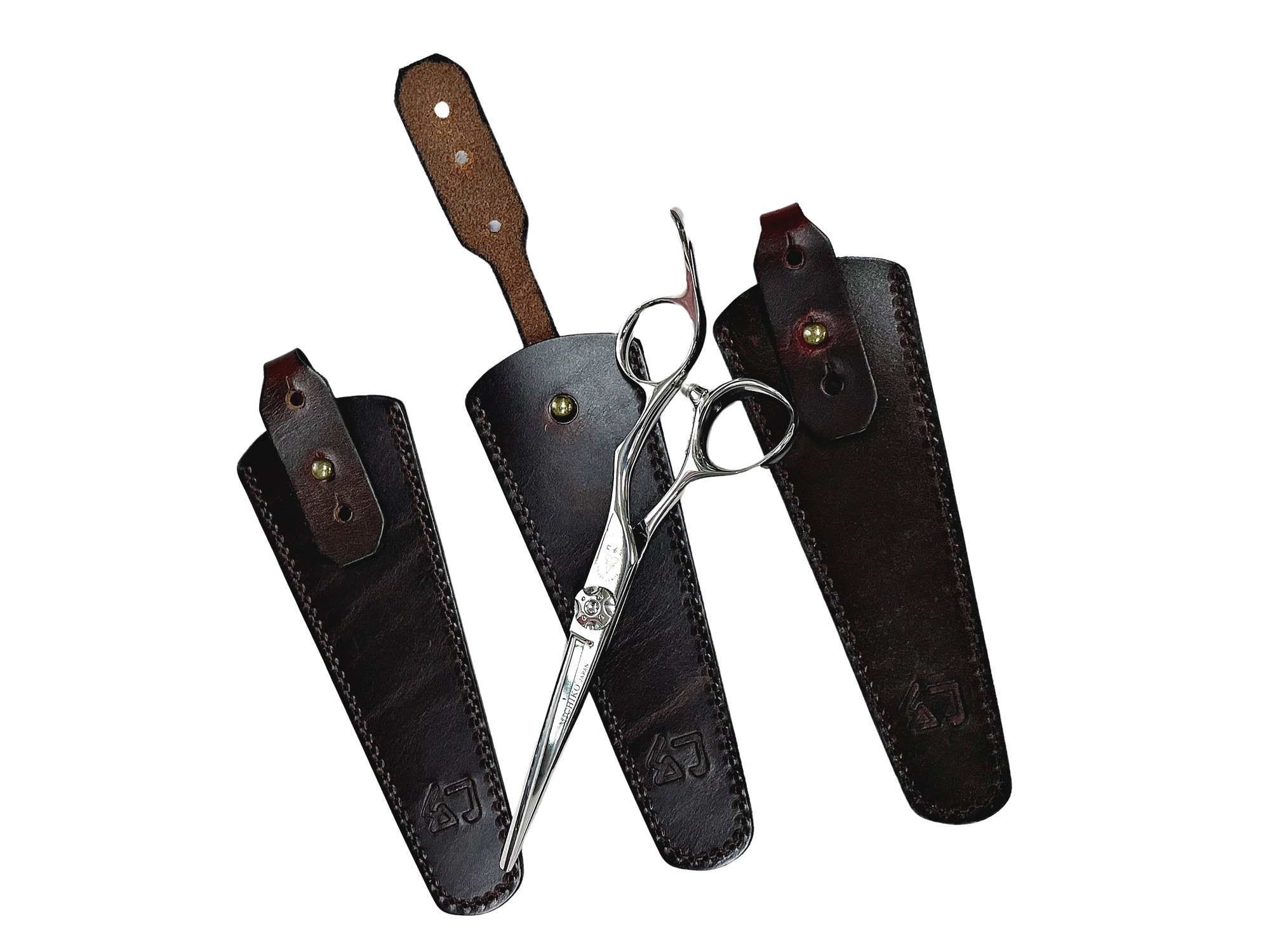 Genuine Leather Brown Hair Scissors Case Adjustable Strap - Etsy