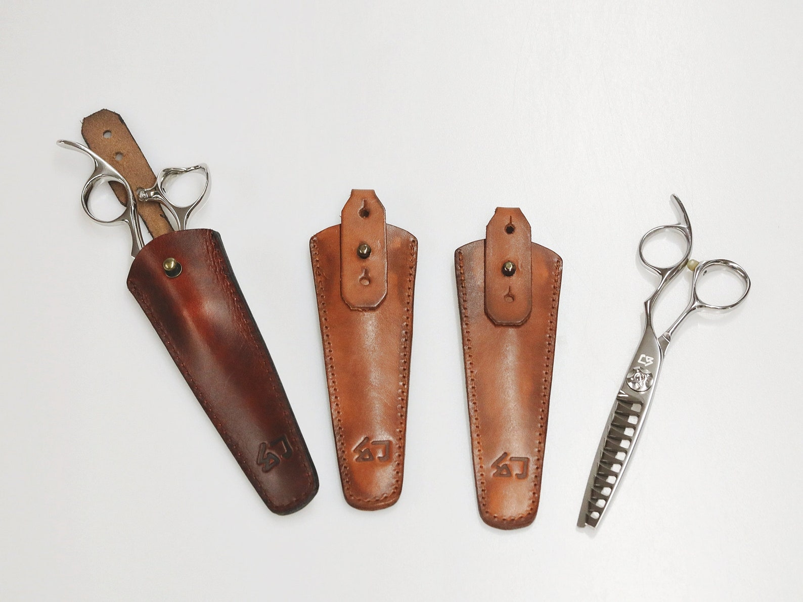 Genuine Leather Brown Hair Scissors Case Adjustable Strap - Etsy