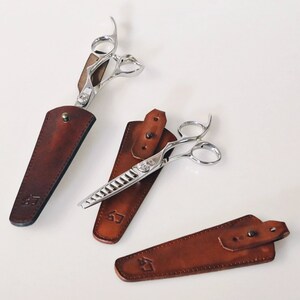 Genuine Leather Brown Hair Scissors Case With Adjustable Strap ...