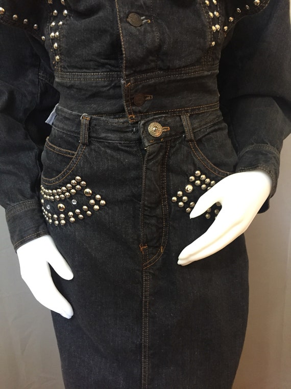 1990s American Rag denim skirt and jacket set, size 13 - Gem